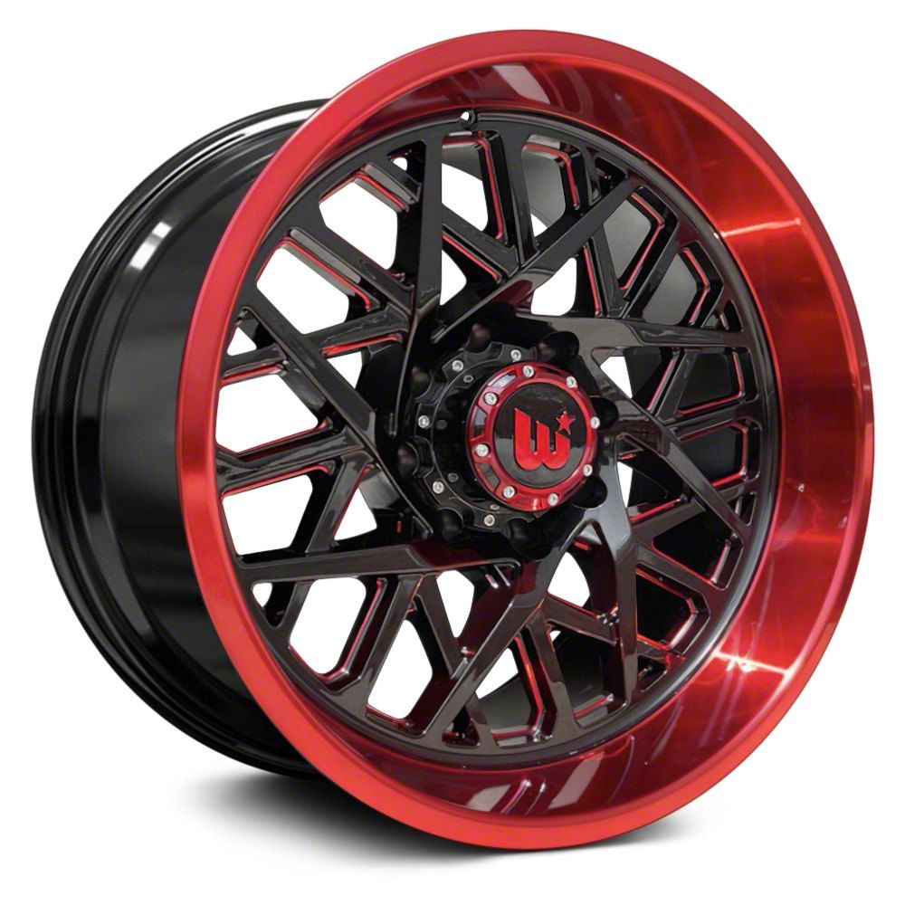 Western Wheels Silverado 1500 SAHARA Gloss Black with Red Lip 6-Lug ...
