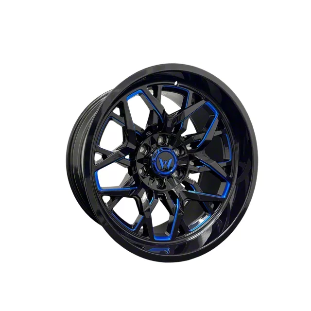 Western Wheels RAM 1500 EDGE Gloss Black with Blue Milling 6-Lug Wheel ...