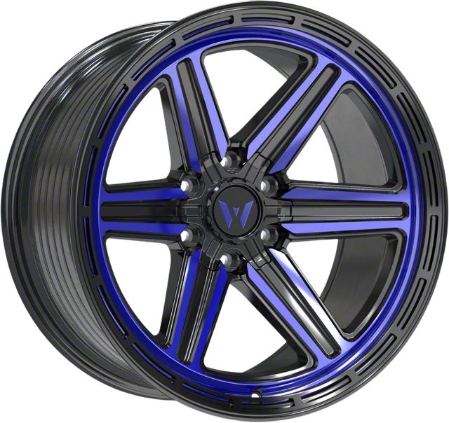 Western Wheels Silverado 1500 YR13 Gloss Black Blue Milling Spokes 6 ...