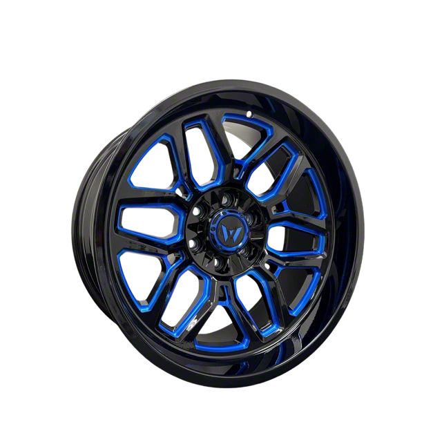 Western Wheels Yukon RANGER Gloss Black with Blue Milling 6-Lug Wheel ...