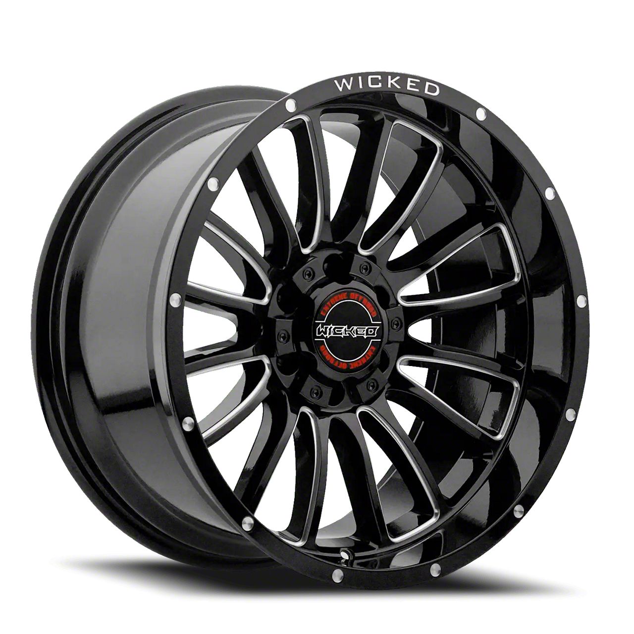 Wicked Offroad Sierra 1500 W908 Gloss Black Milled 6-Lug Wheel; 20x10 ...