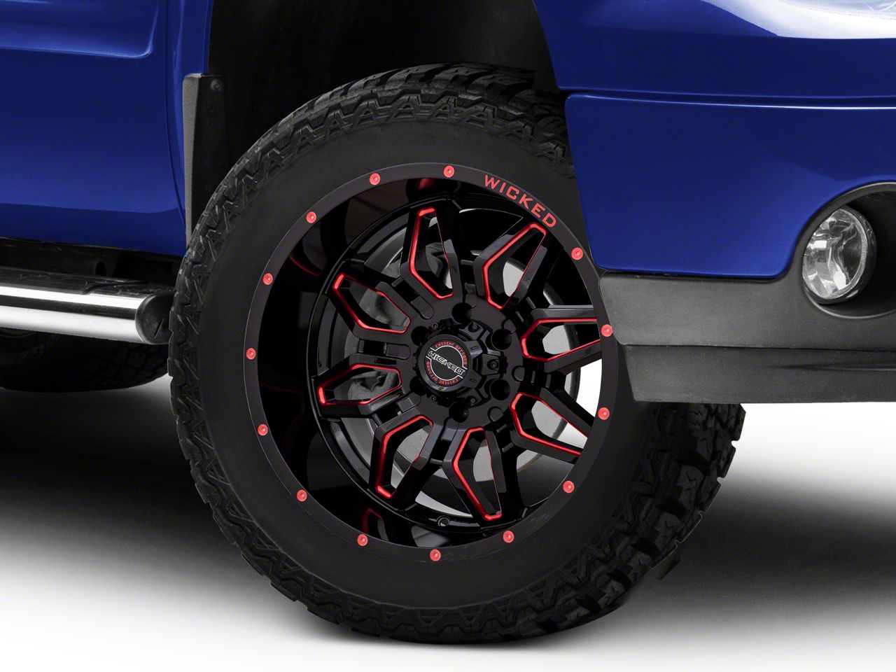 Wicked Offroad Sierra 1500 W909 Gloss Black with Red Tint 6-Lug Wheel ...