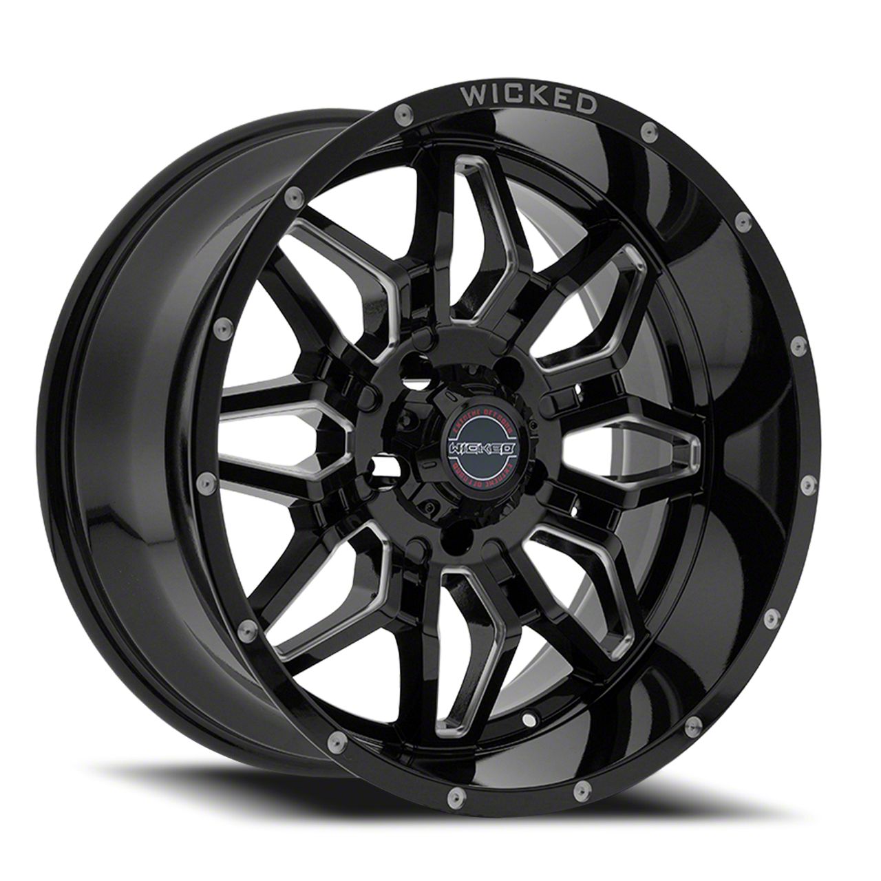 Wicked Offroad RAM 1500 W909 Gloss Black Milled 5-Lug Wheel; 20x10 ...