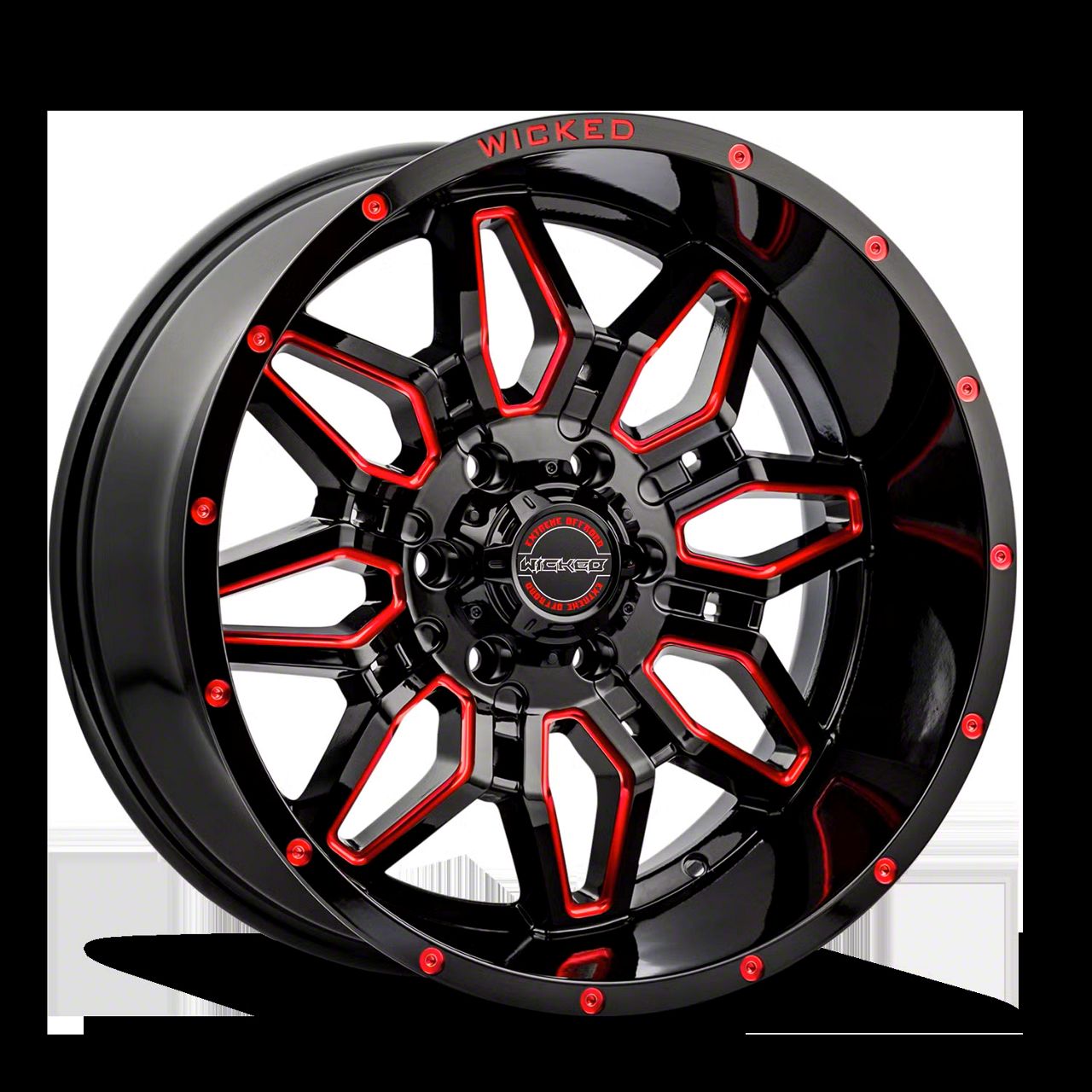 Wicked Offroad RAM 1500 W909 Gloss Black Milled with Red Tint 6-Lug ...