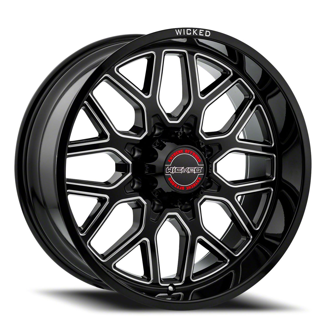Wicked Offroad RAM 2500 W938 Gloss Black Milled 8-Lug Wheel; 22x10 ...