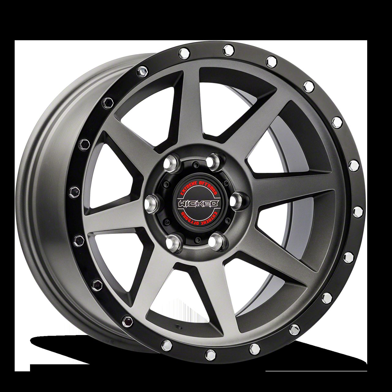 Wicked Offroad Silverado 1500 W935 Gray Center with Black Lip 6-Lug ...