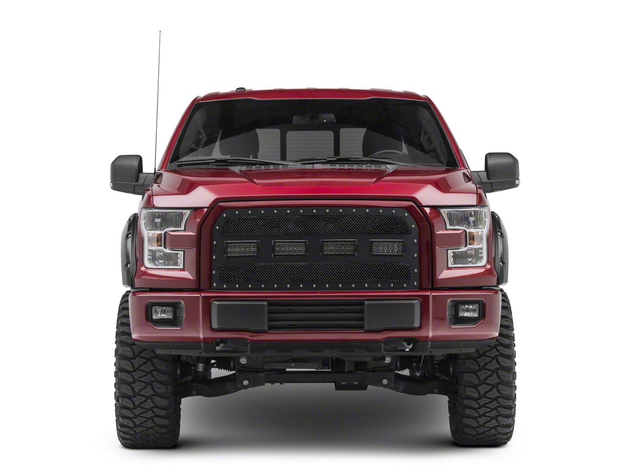 RedRock F-150 Wire Mesh Upper Grille Insert with Frame, Rivets and LED ...