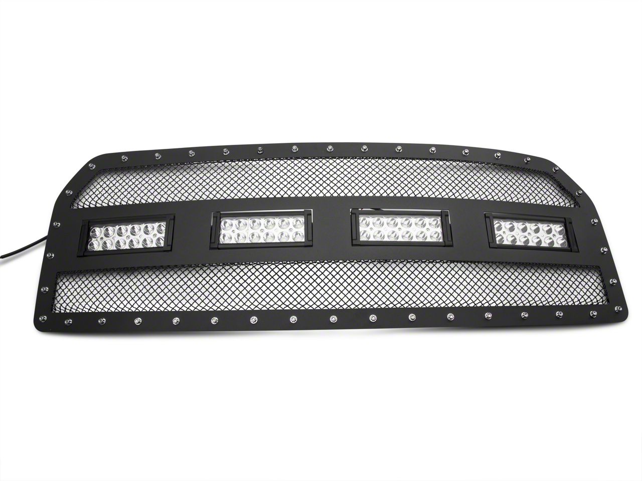 RedRock F-150 Wire Mesh Upper Grille Insert with Frame, Rivets and LED ...