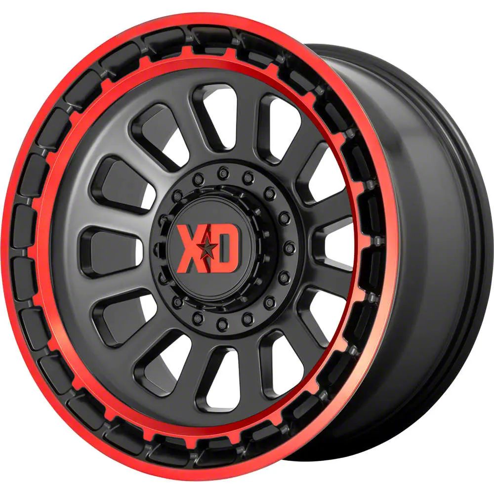 XD F-150 Omega Satin Black Machined Lip Red Tint 6-Lug Wheel; 20x10 ...