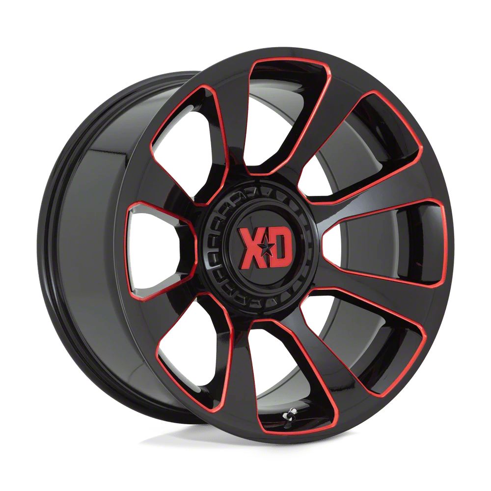 XD RAM 1500 Reactor Gloss Black Milled with Red Tint 5-Lug Wheel; 20x9 ...