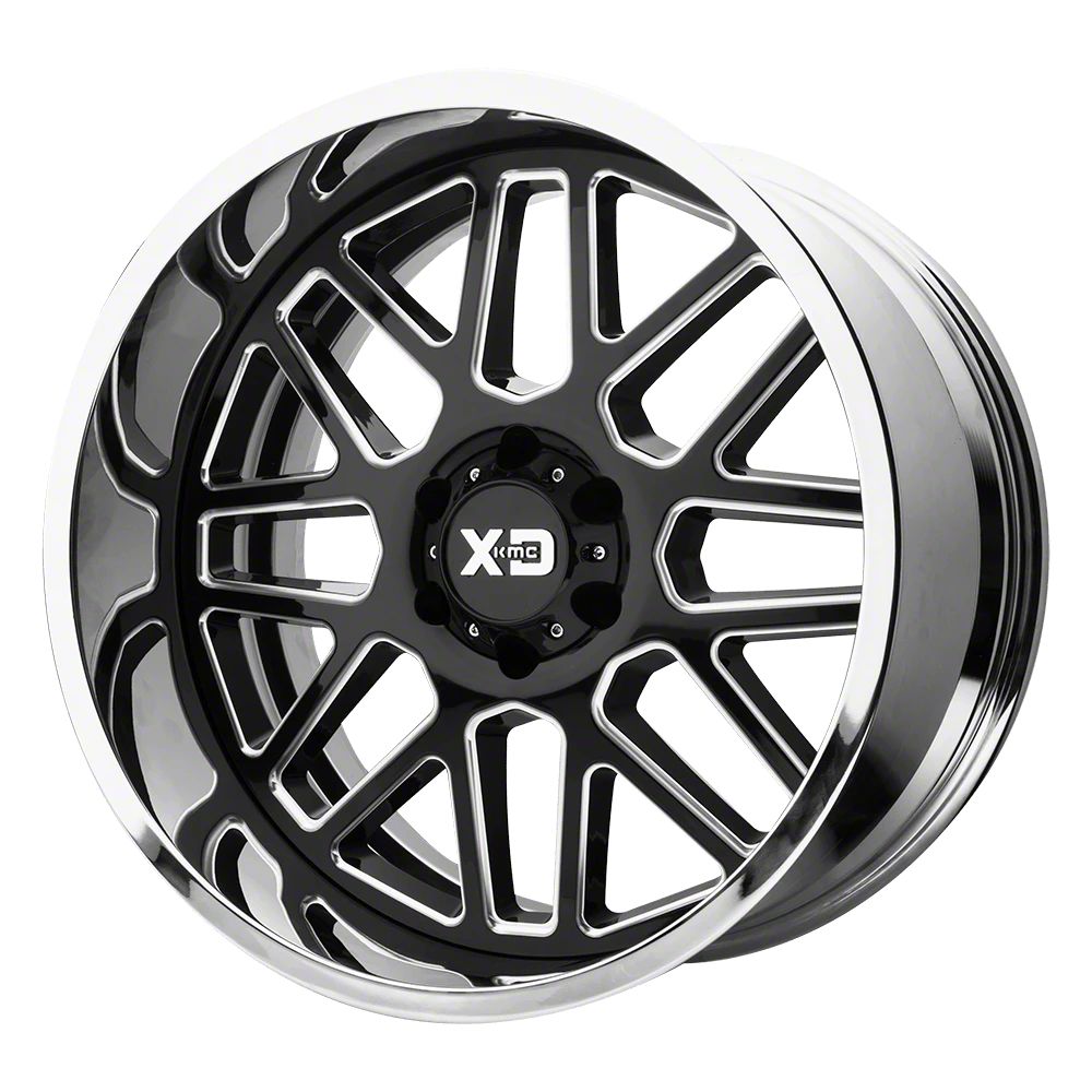 XD RAM 2500 Grenade Gloss Black Milled Center with Chrome Lip 8-Lug ...