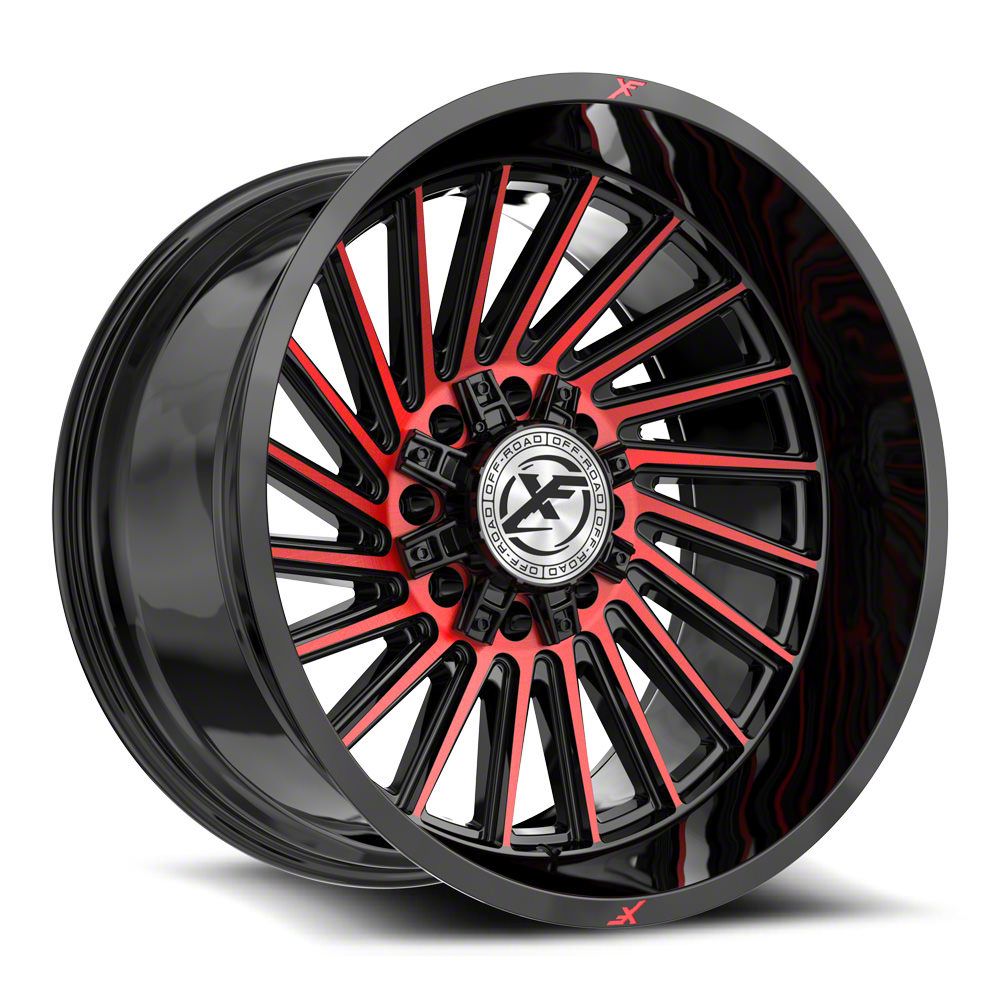 XF Offroad Sierra 2500 XF-239 Gloss Black and Red Machined 8-Lug Wheel ...
