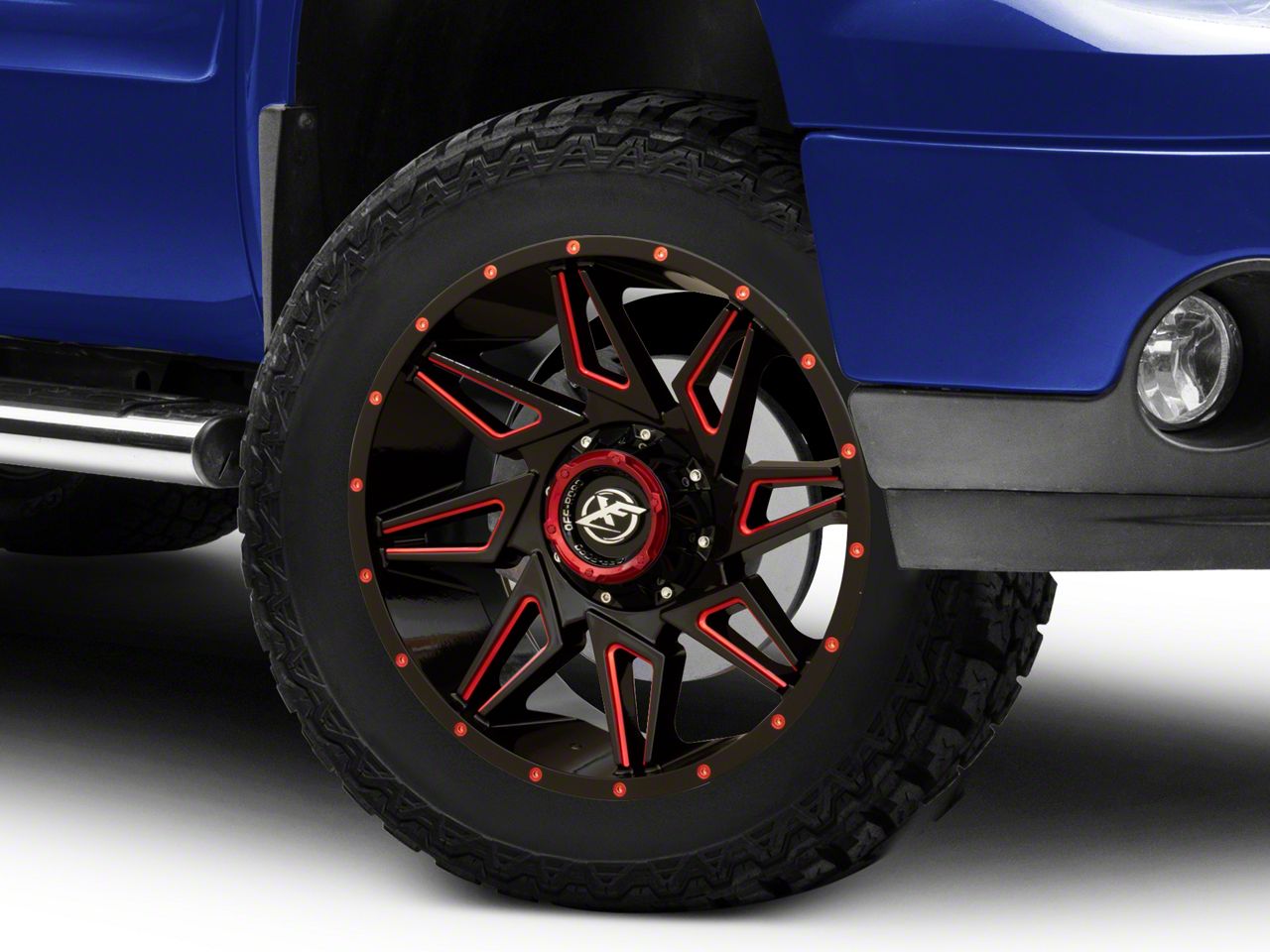 XF Offroad Sierra 1500 XF-218 Gloss Black Red Milled 6-Lug Wheel; 20x9 ...