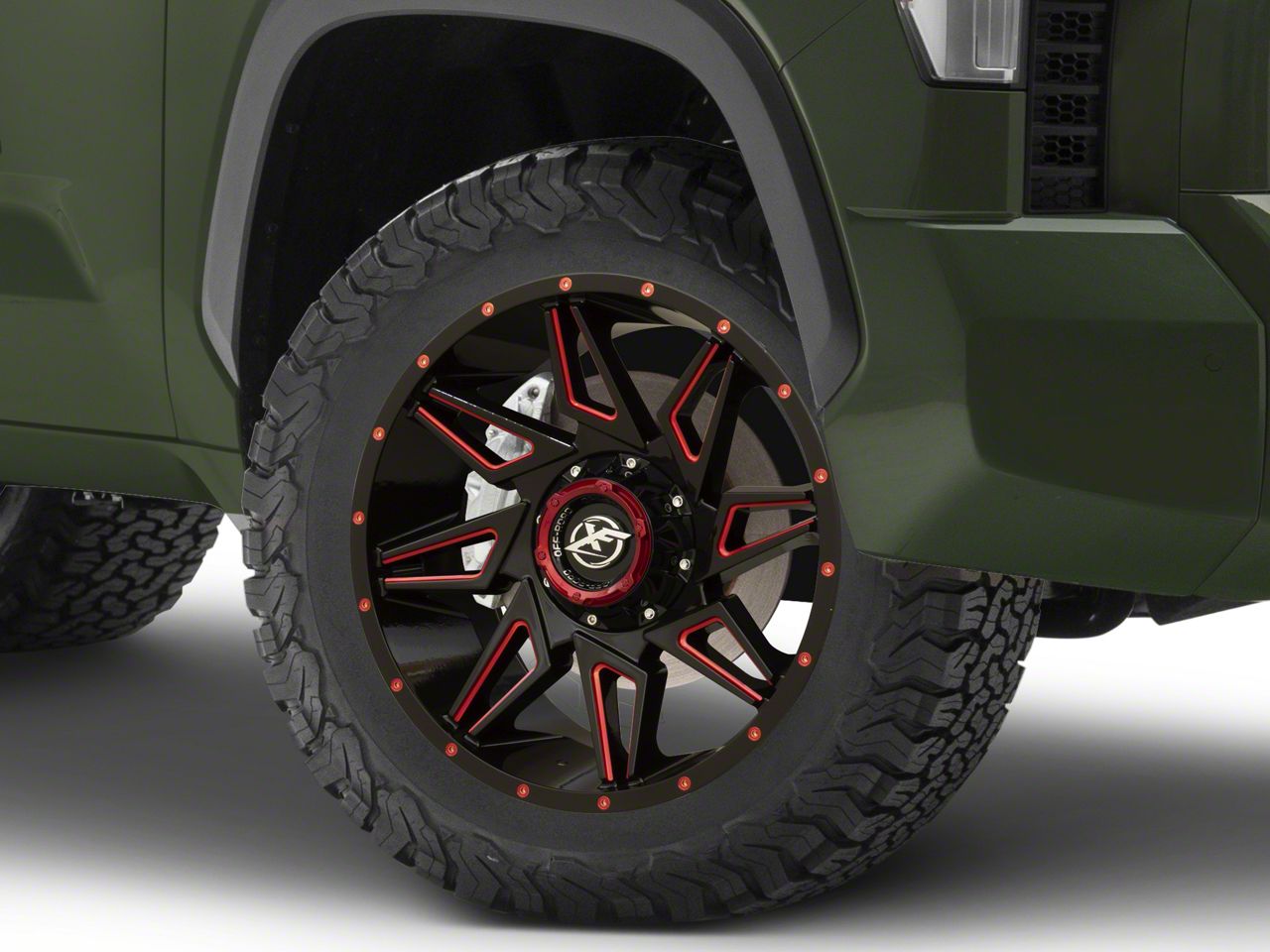 XF Offroad Sierra 1500 XF-218 Gloss Black Red Milled 6-Lug Wheel; 20x10 ...