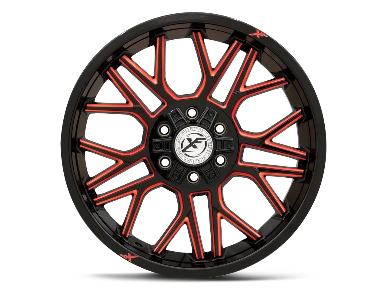 XF Offroad Silverado 1500 XF-235 Gloss Black Red Milled 6-Lug Wheel ...