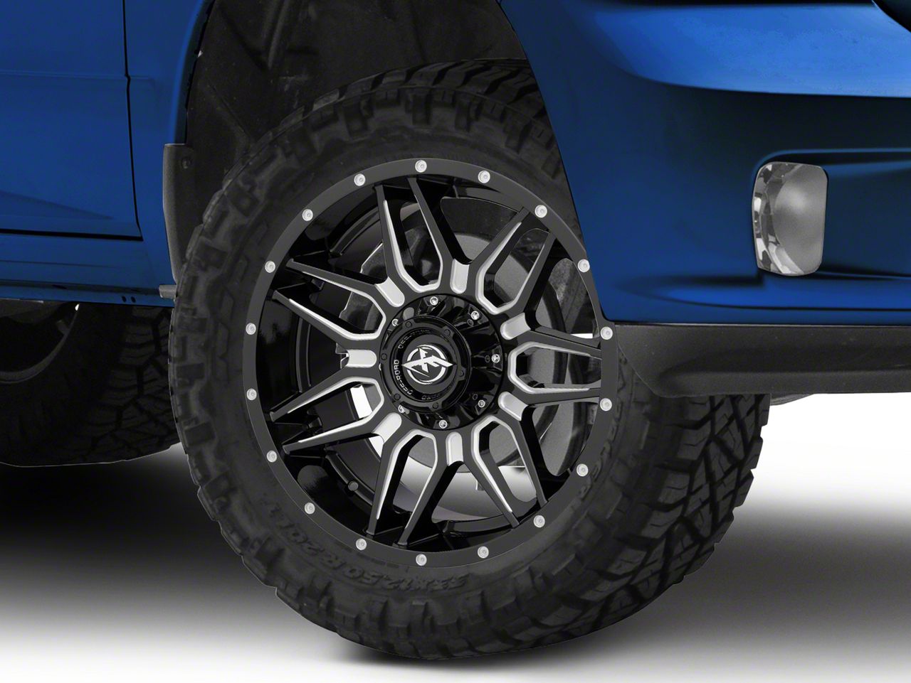 XF Offroad RAM 1500 XF-222 Gloss Black Milled 5-Lug Wheel; 20x9; 12mm ...