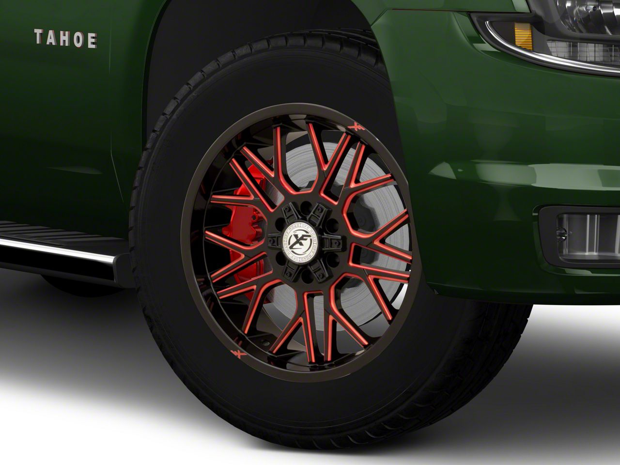 XF Offroad Tahoe XF-235 Gloss Black Red Milled 6-Lug Wheel; 20x9; 12mm ...