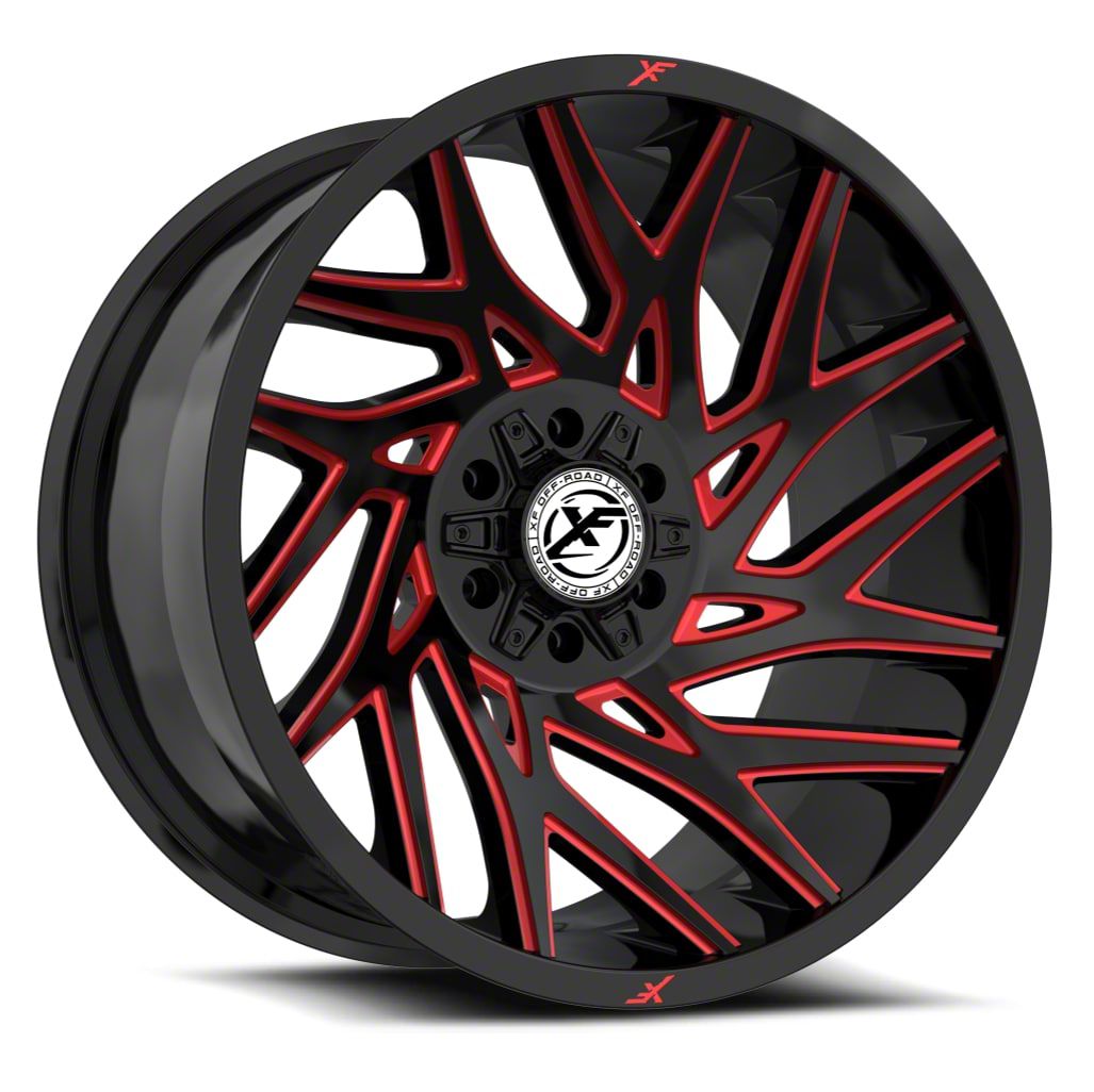 XF Offroad F-350 Super Duty XF-229 Gloss Black and Red Milled 8-Lug ...