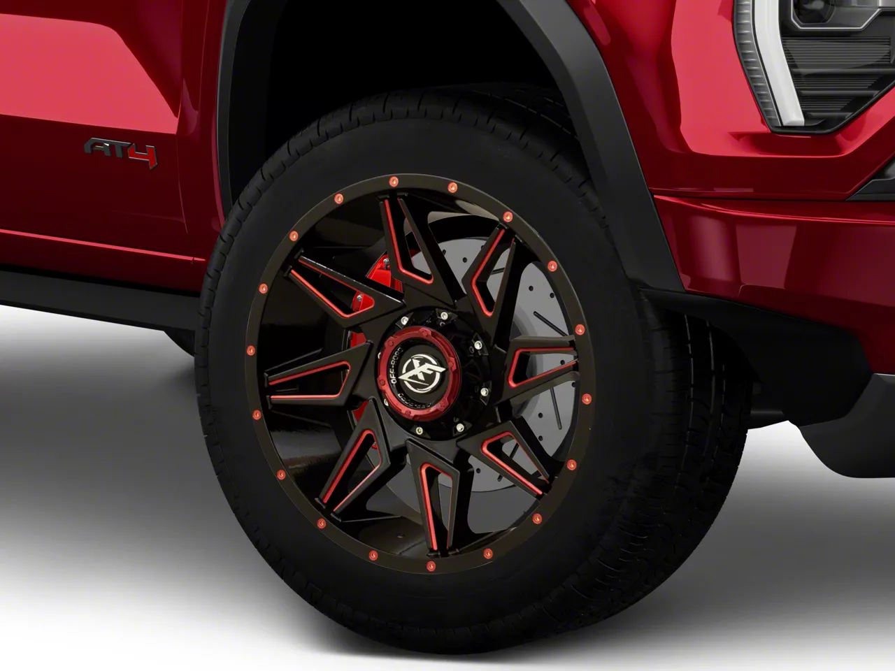 XF Offroad Canyon XF-218 Gloss Black Red Milled 6-Lug Wheel; 20x10 ...