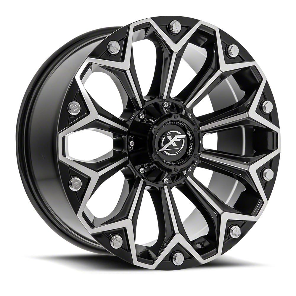 XF Offroad F-150 XF-212 Gloss Black and Machined 6-Lug Wheel; 20x9 ...