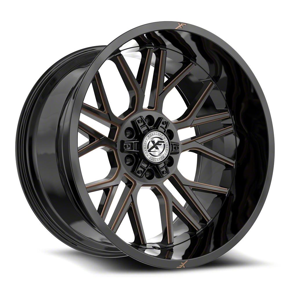 XF Offroad F-150 XF-235 Gloss Black and Bronze Milled 6-Lug Wheel; 20x9 ...