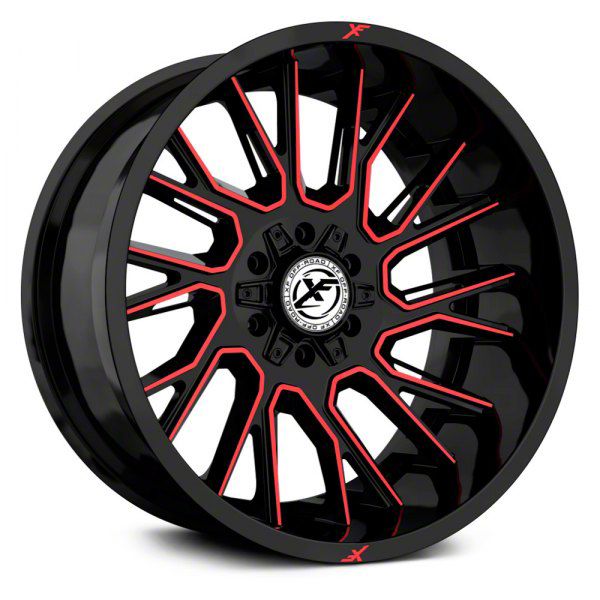 XF Offroad F-150 XF-230 Gloss Black Red Machined 6-Lug Wheel; 20x9 ...