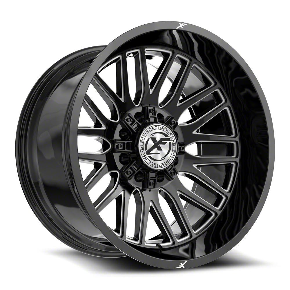 XF Offroad F-350 Super Duty XF-240 Gloss Black and Milled 8-Lug Wheel ...