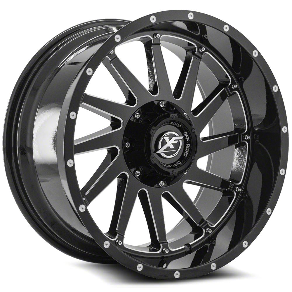 XF Offroad RAM 1500 XF-216 Gloss Black Milled 8-Lug Wheel; 20x10; -12mm ...