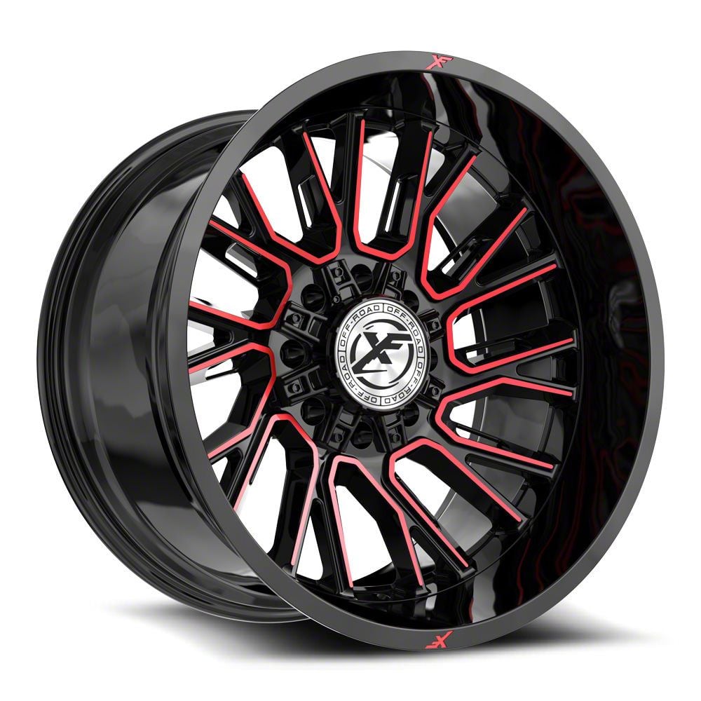 XF Offroad RAM 1500 XF-230 Gloss Black and Red Machined 8-Lug Wheel ...