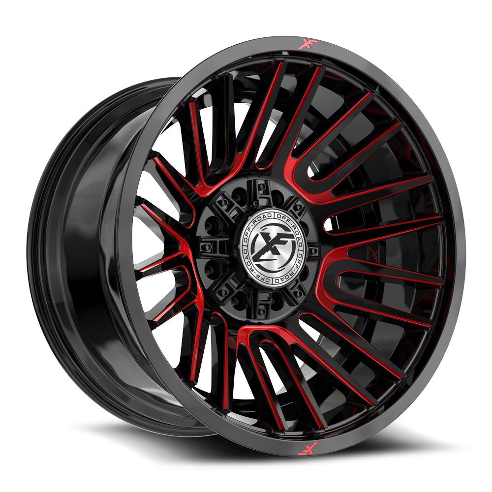 XF Offroad RAM 3500 XF-234 Gloss Black and Red Machined 8-Lug Wheel ...