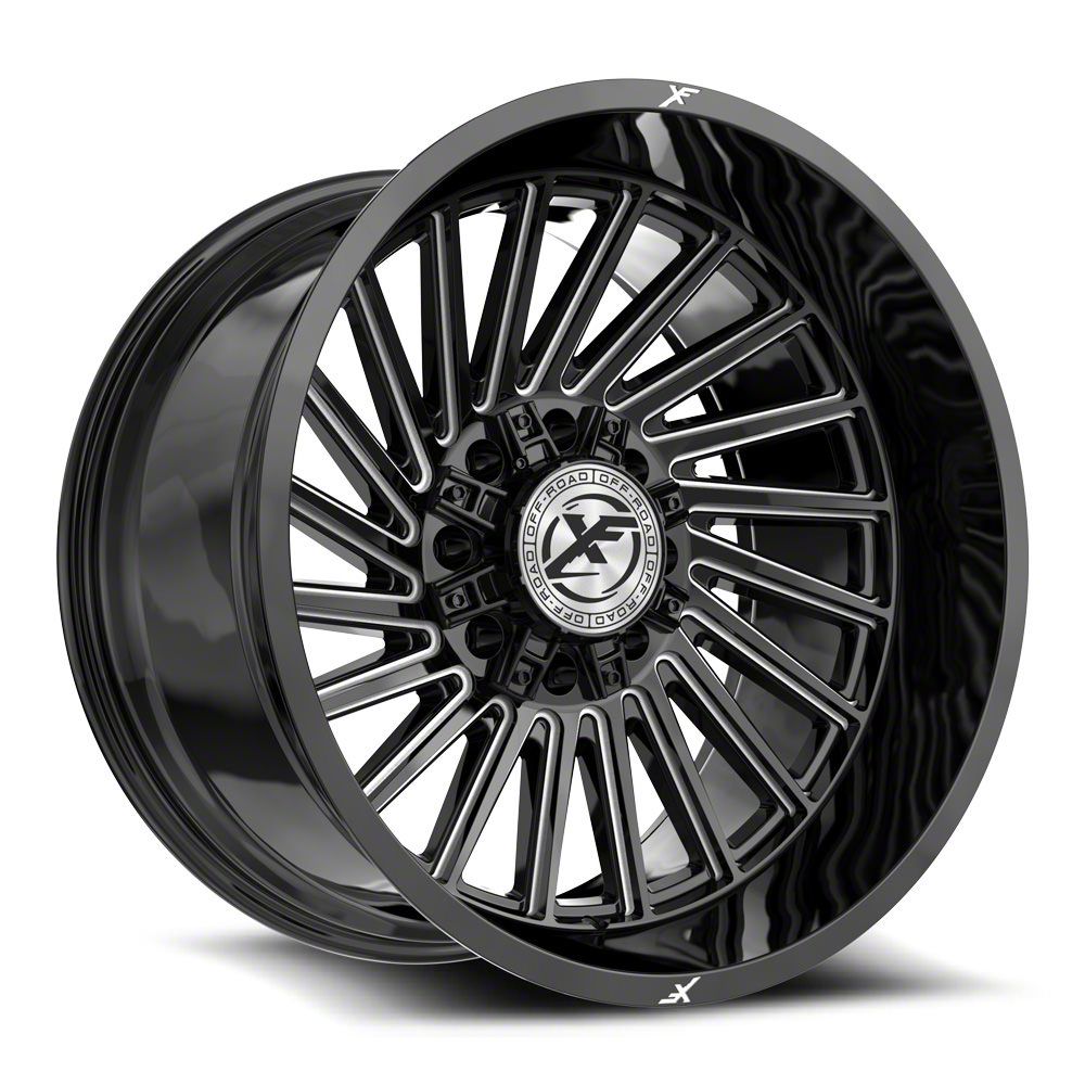 XF Offroad RAM 3500 XF-239 Gloss Black and Milled 8-Lug Wheel; 24x14 ...