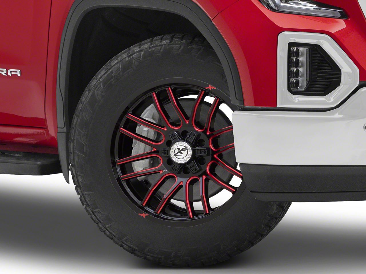 XF Offroad Sierra 1500 XF-232 Gloss Black Red Milled 6-Lug Wheel; 20x10 ...