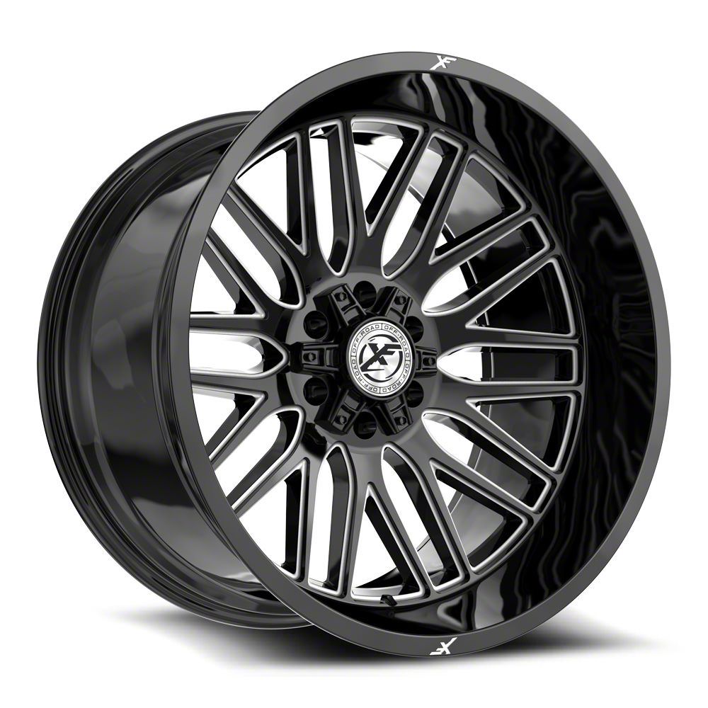 XF Offroad Sierra 1500 XF-240 Gloss Black and Milled 6-Lug Wheel; 24x14 ...