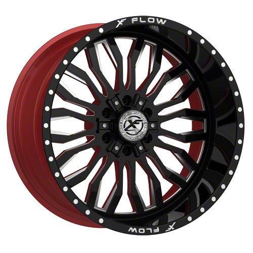 XFX Flow RAM 1500 XFX-305 Gloss Black and Milled with Red Inner 5-Lug Wheel; 24x12; -44mm Offset ...