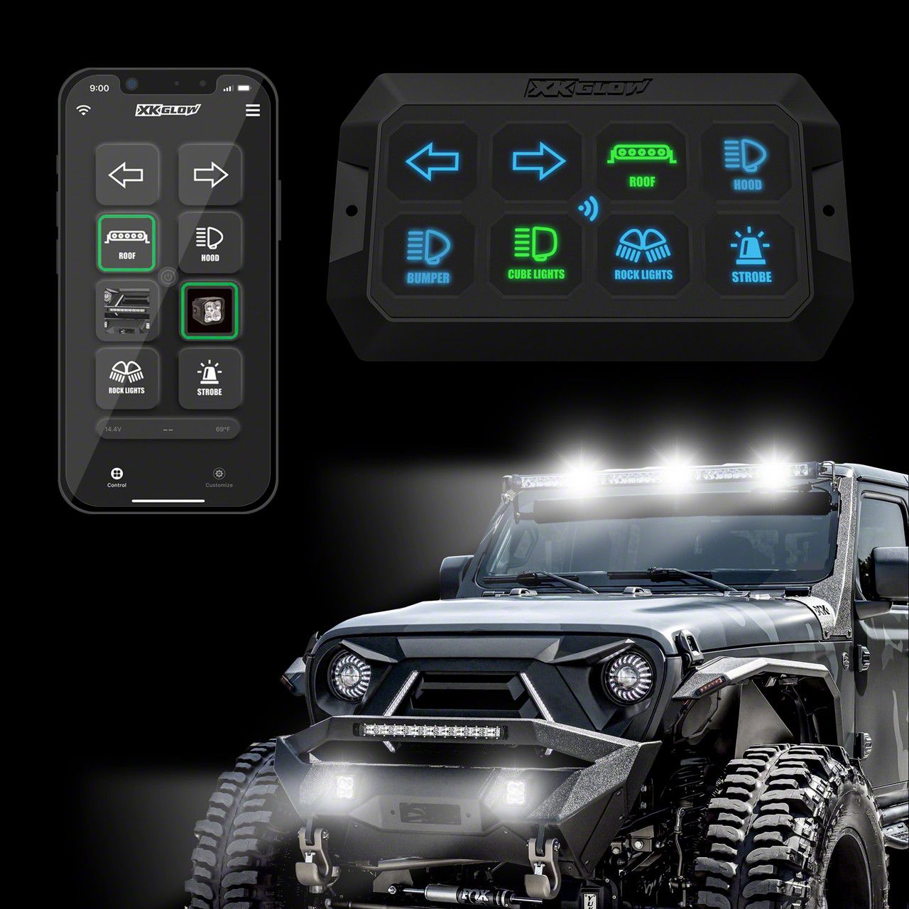 XK Glow RAM 1500 XKcommand Switch Panel with Bluetooth-Controlled App ...