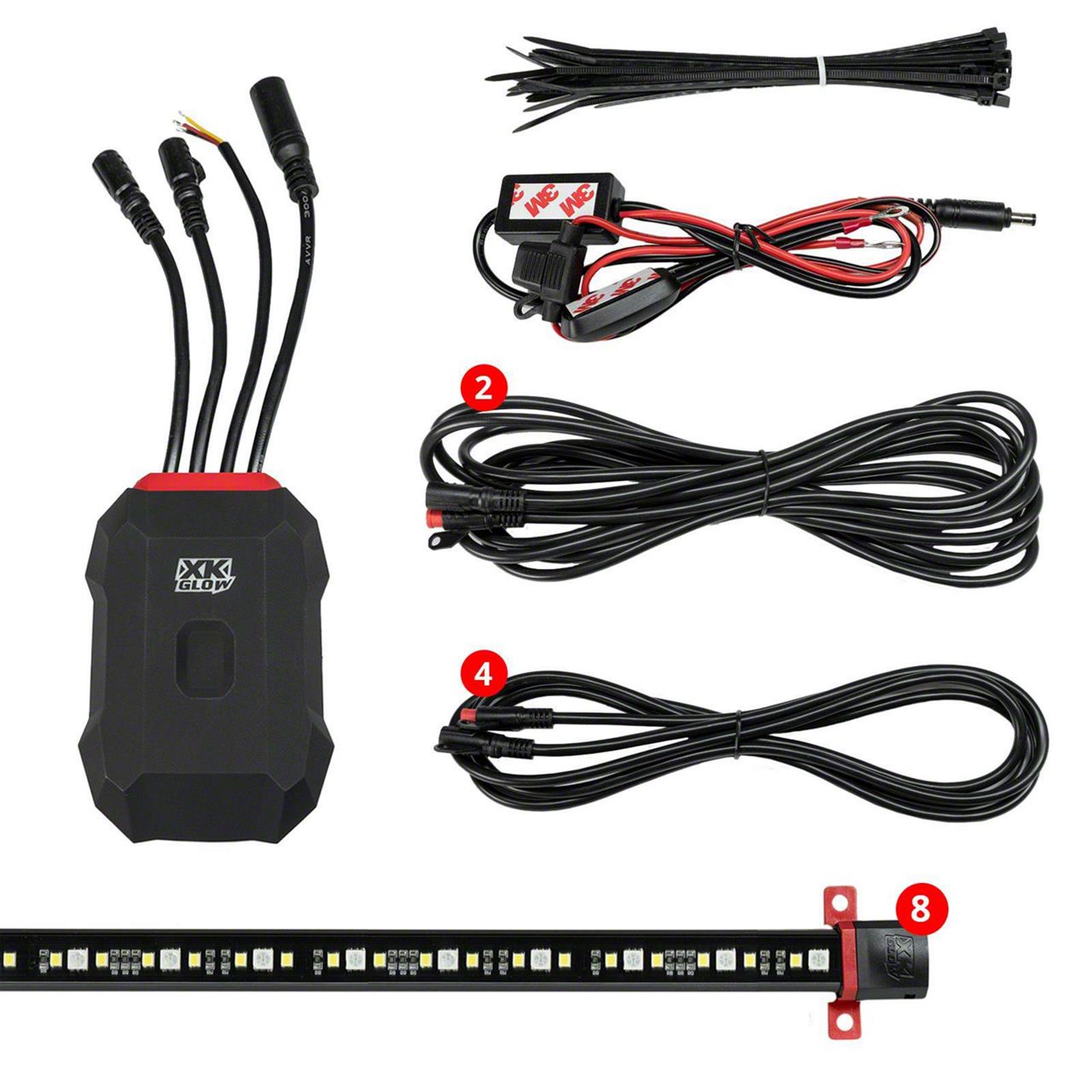 XK Glow Ranger 8-Piece Undercar App Controlled RGBW LED Underglow Kit ...