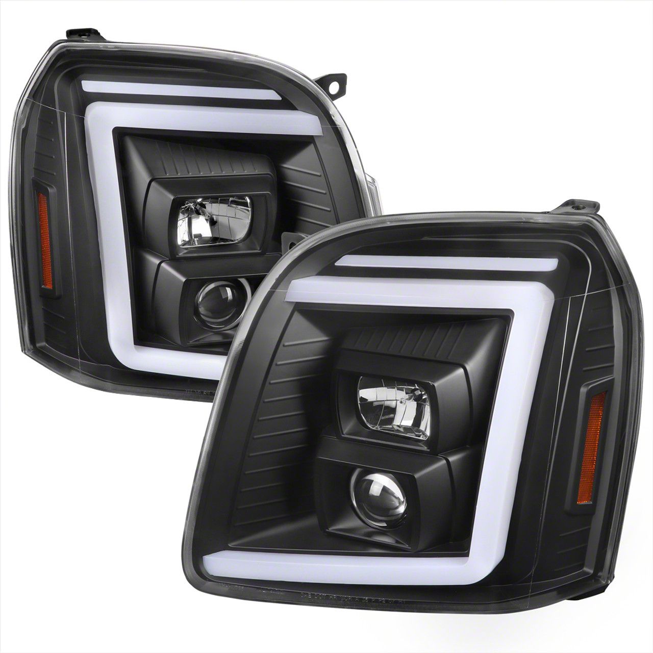 Yukon LED Bar Projector Headlights with Sequential Turn Signals; Matte ...