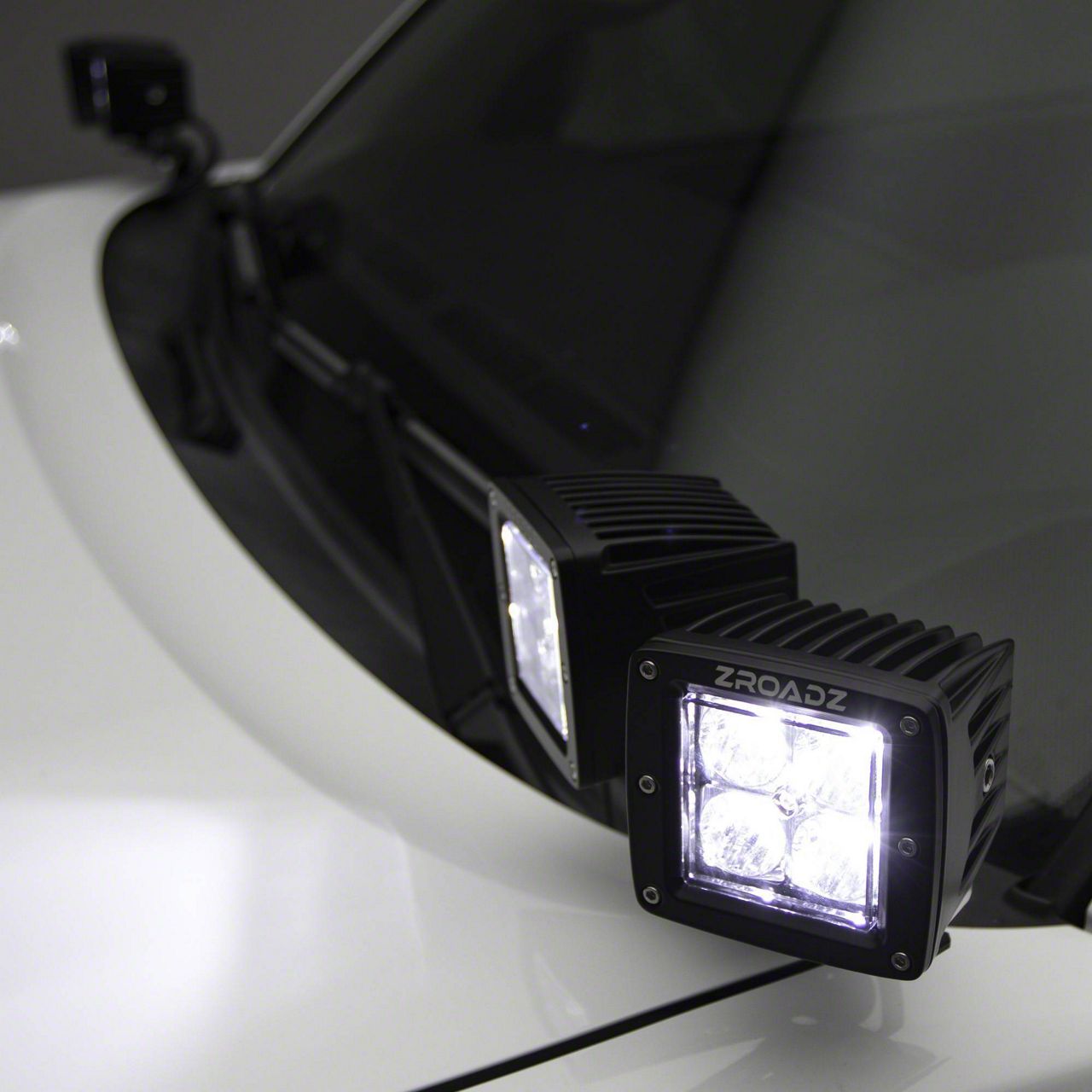 ZRoadz RAM 1500 Four 3-Inch LED Pod Lights with Hood Hinge Mounting ...