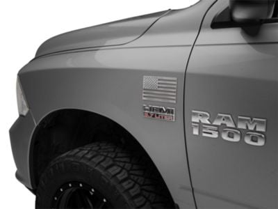 RAM 1500 Stainless Steel American Flag Emblem; Brushed (Universal; Some ...