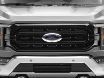 F-150 Chrome Delete Upper Grille Overlay; Gloss Black (21-23 F-150 XL ...