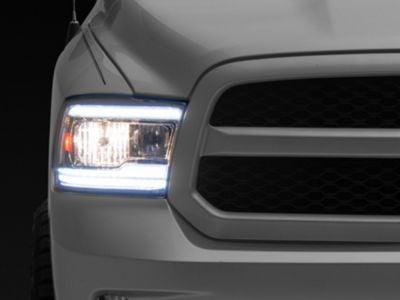RAM 1500 LED Strip Factory Style Headlights; Chrome Housing; Clear Lens ...