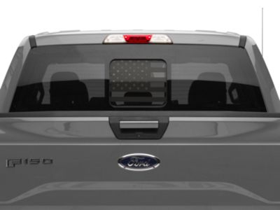 SEC10 F-250 Super Duty Middle Window American Flag Decal; Matte Black ...