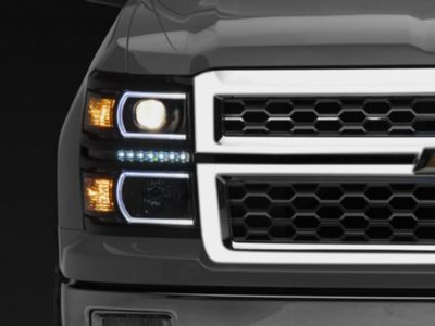 Silverado 1500 LED DRL Headlights with Clear Corners; Black Housing ...