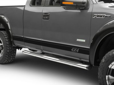 SEC10 F-150 Rocker Stripes with 4x4 Logo; Matte Black T579633 ...