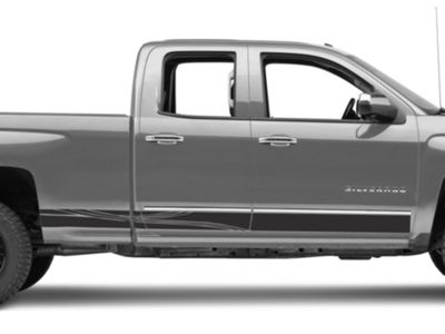 SEC10 Silverado 1500 Rocker Stripe Curves; Matte Black S160906 (99-25 ...